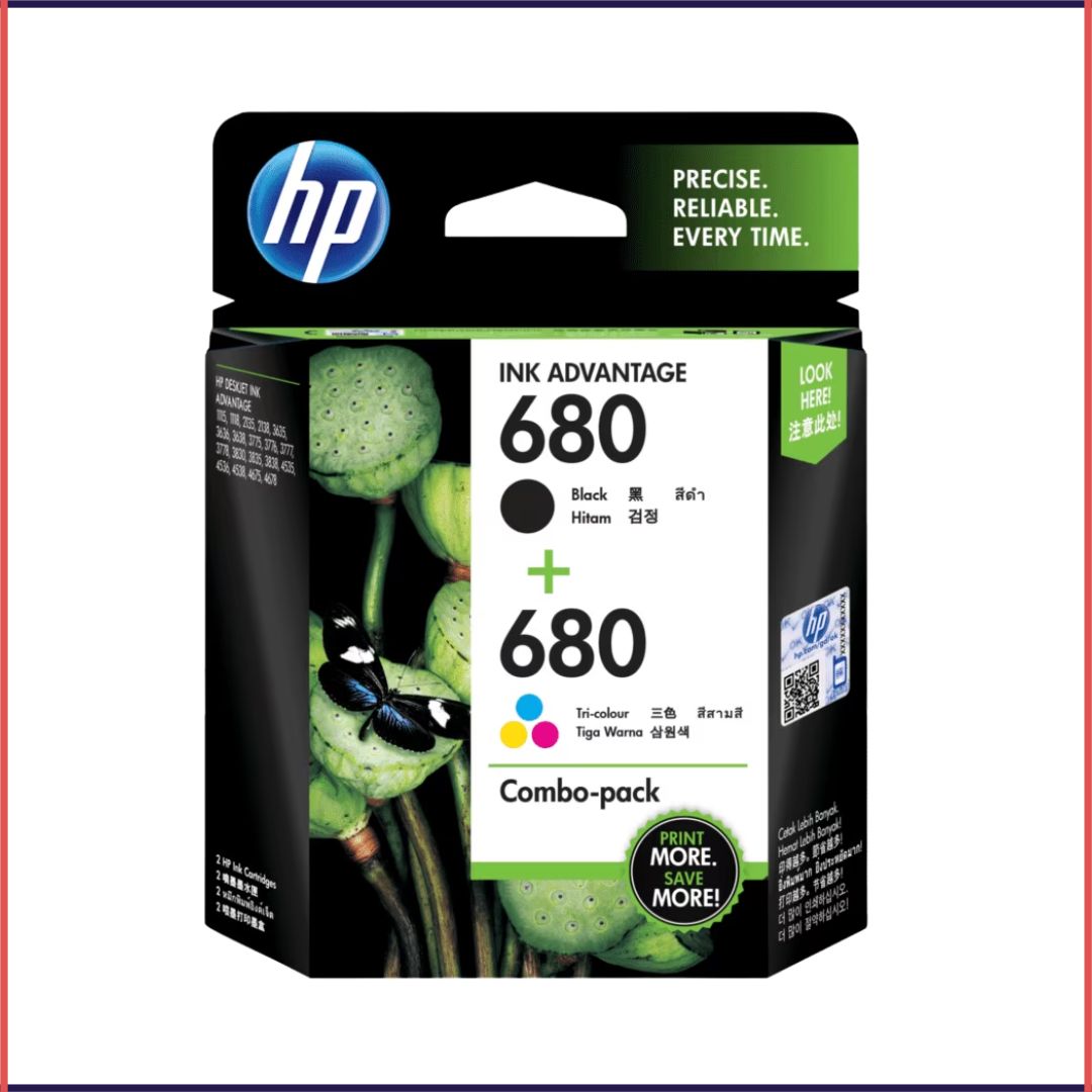 HP 680 2-pack Black/Tri-color Original Ink Advantage Cartridges, X4E78AA